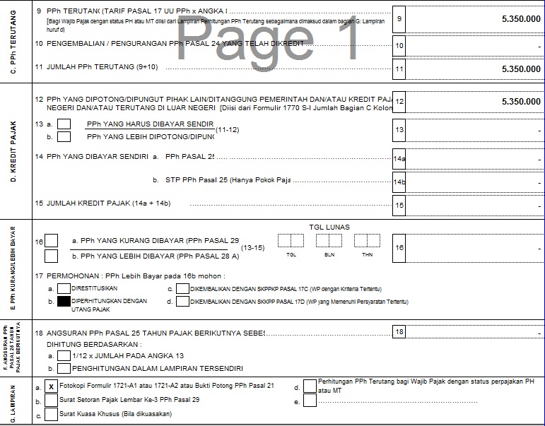 Contoh Penghitungan Pajak Terutang Dan Pengisian Dalam SPT Tahunan WP ...