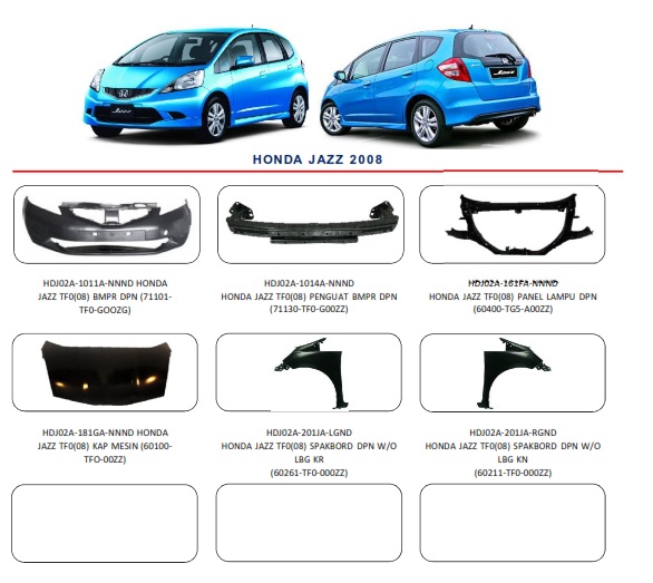 Sparepart dan Aksesoris Honda Jazz 2002-2008