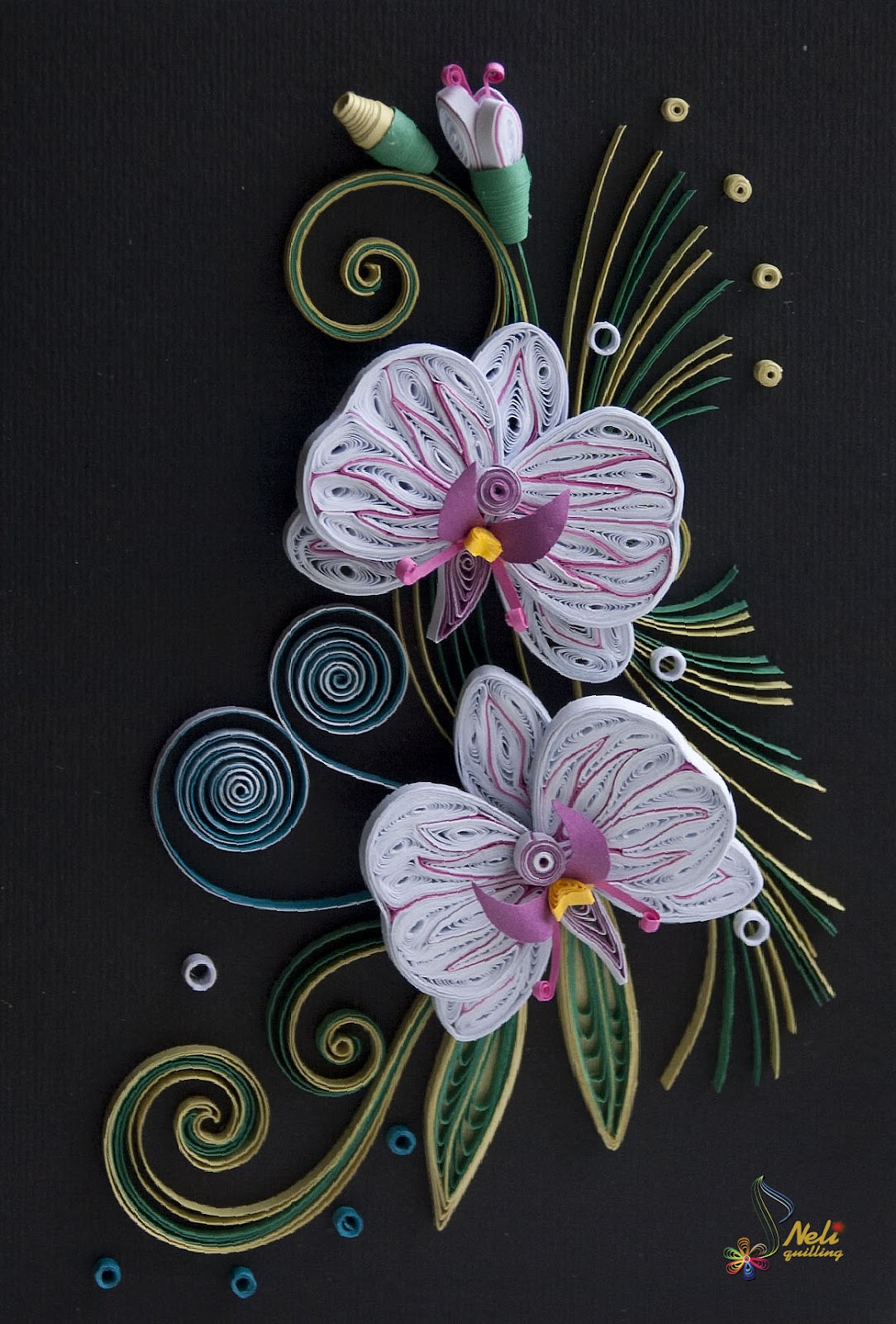 Neli Quilling Art: Quilling card - orchids 2
