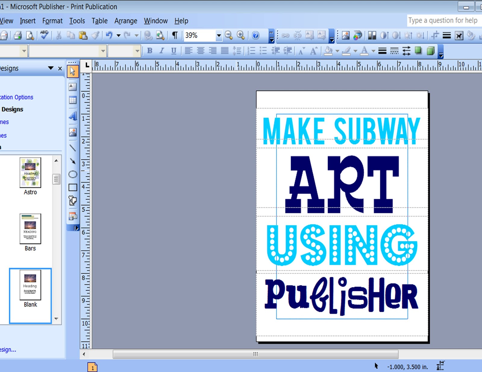 Make Subway Art Using Publisher