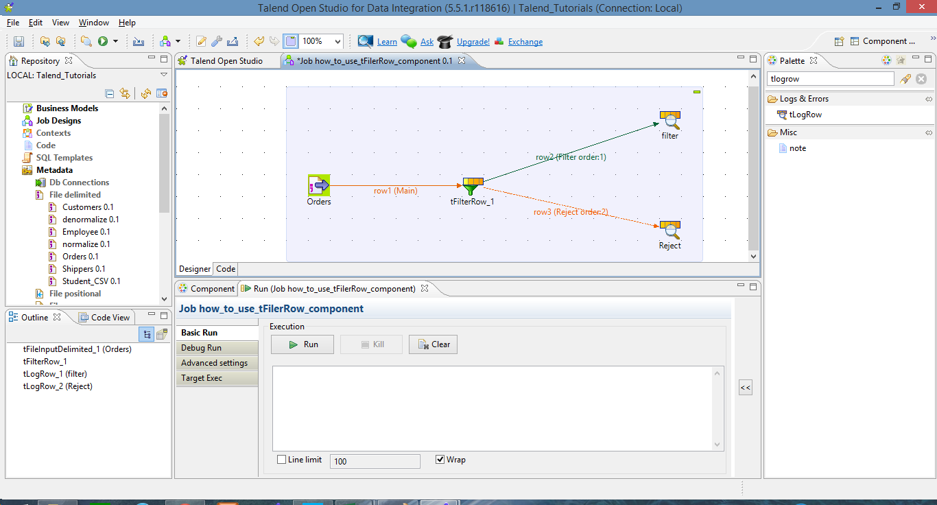 Desired Data: How to use tFilterRow component in Talend