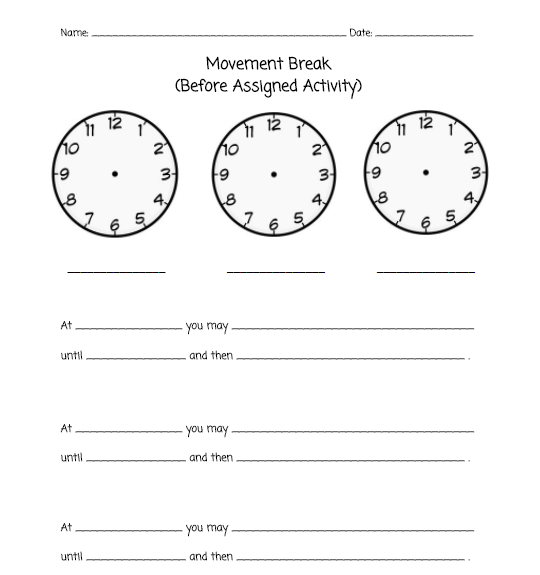 Just Sharing... with KV: Check-In and Movement Break Schedule Templates