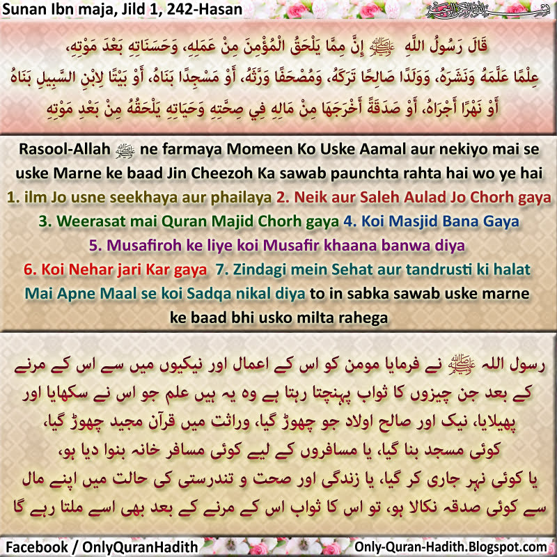 Only-Quran-Hadith: Sadqa e jariya - Maut ke baad bhi ek musalman ko ...