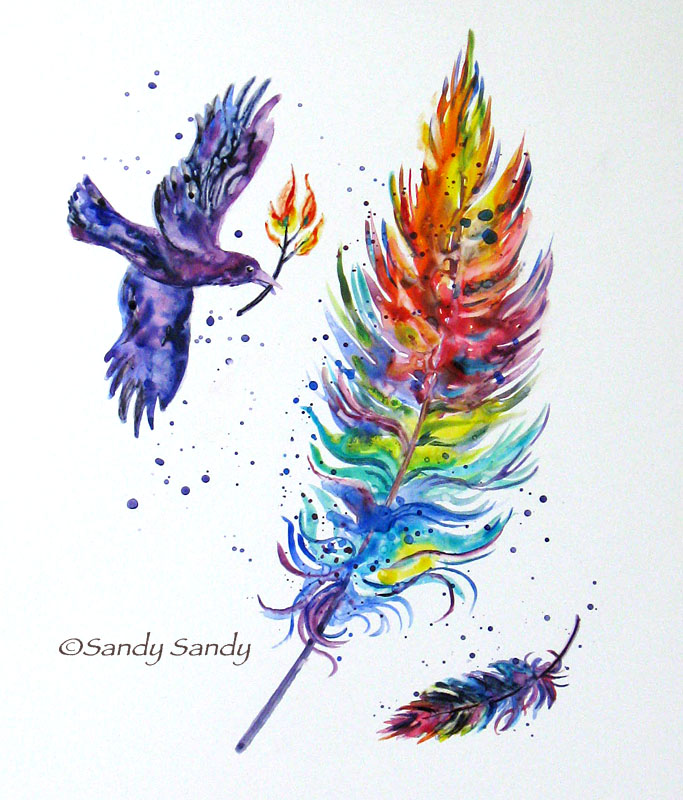 *SANDY SANDY ART*: Rainbow Crow ~ •Sold
