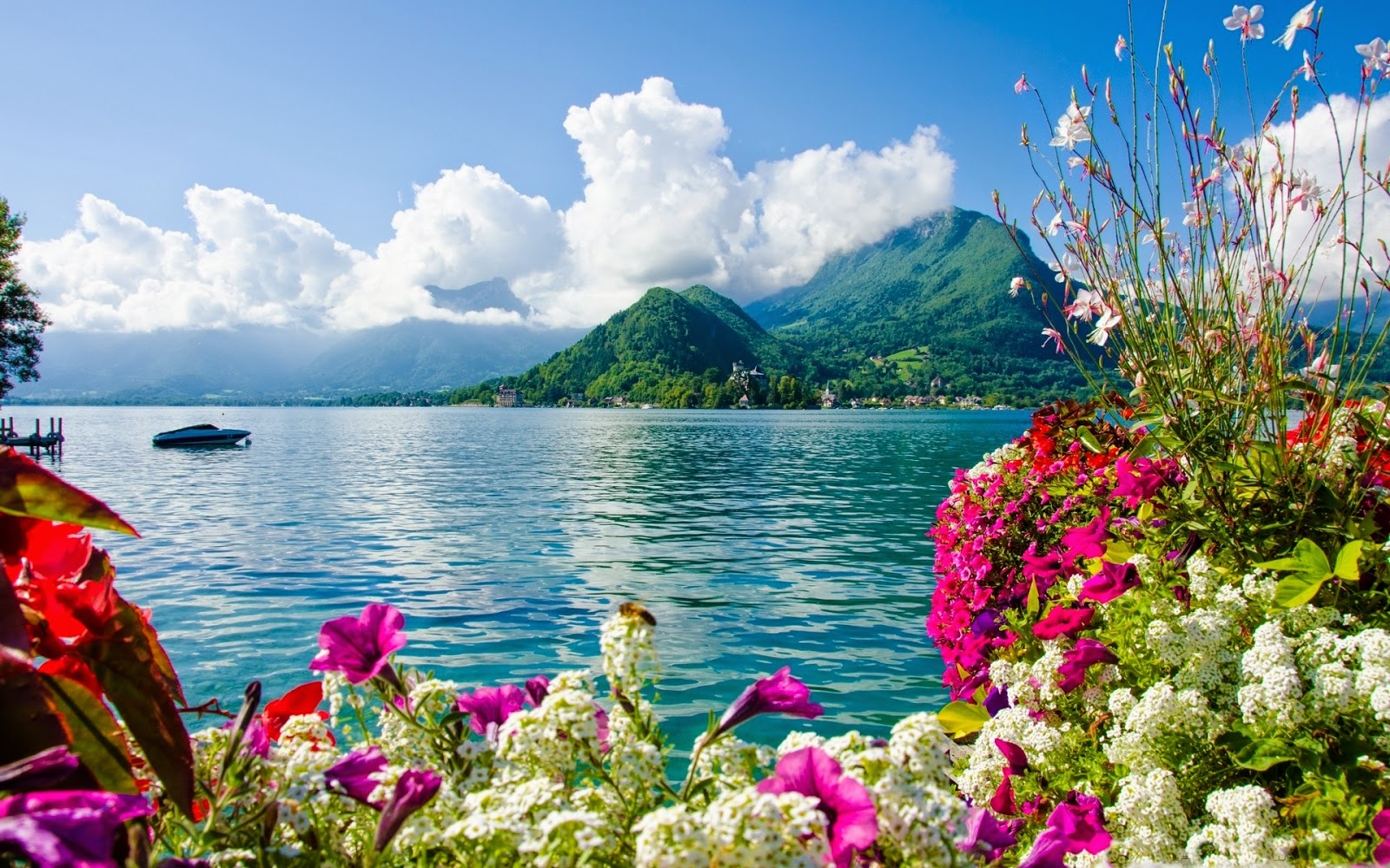 Tapety na pulpit: piękne widoki, tropikalna wyspa, kwiaty, morze, góry ...