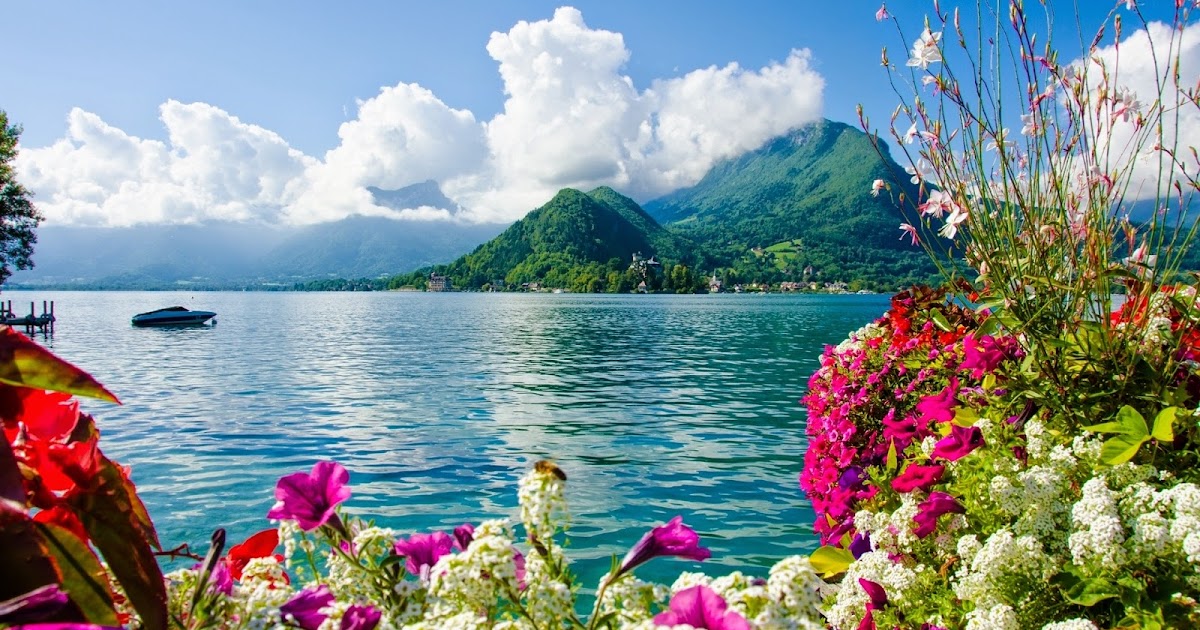 Tapety na pulpit: piękne widoki, tropikalna wyspa, kwiaty, morze, góry ...