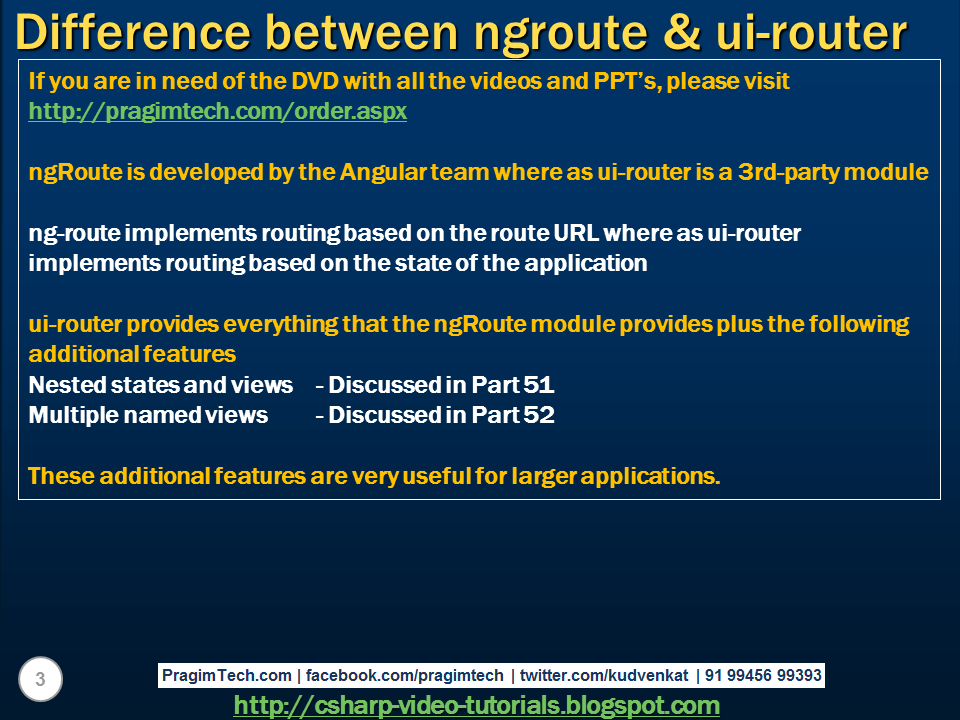 Sql server, .net and c# video tutorial: Difference between ngroute and ui-router
