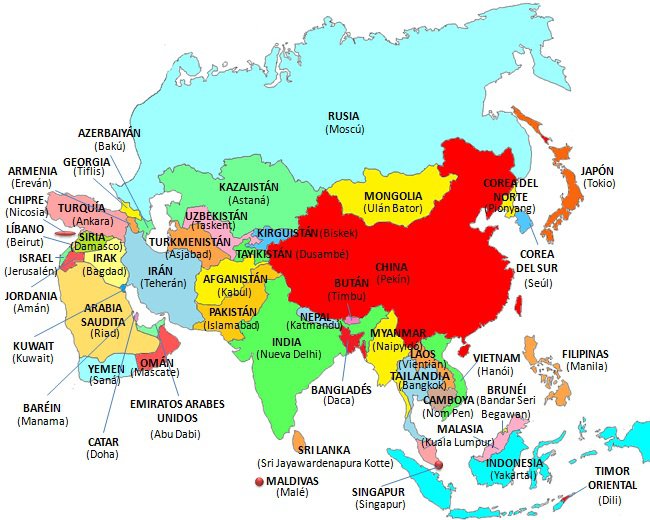 >>GEOGRAFÍA MUNDIAL: División Política de Asia.