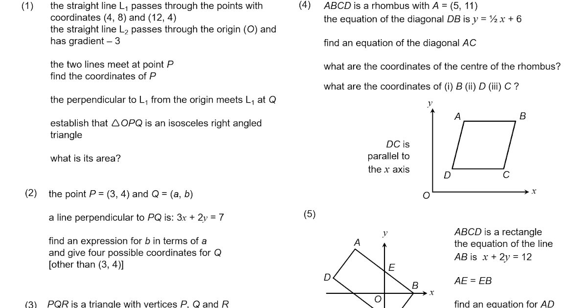 MEDIAN Don Steward mathematics teaching: GCSE line questions