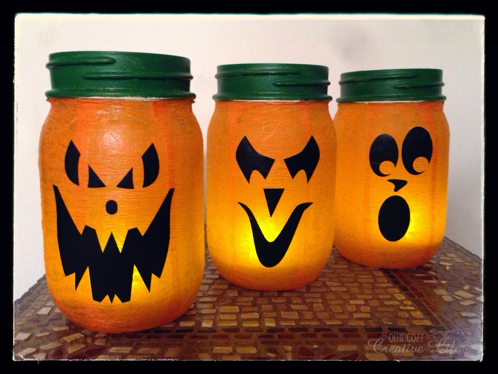 Our Cozy Creative Life: Jack-o-lantern Mason Jars