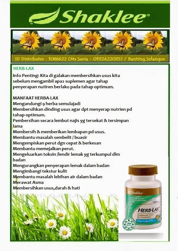 PENGEDAR SHAKLEE BANTING: CUCI USUS DENGAN HERBALAX SHAKLEE