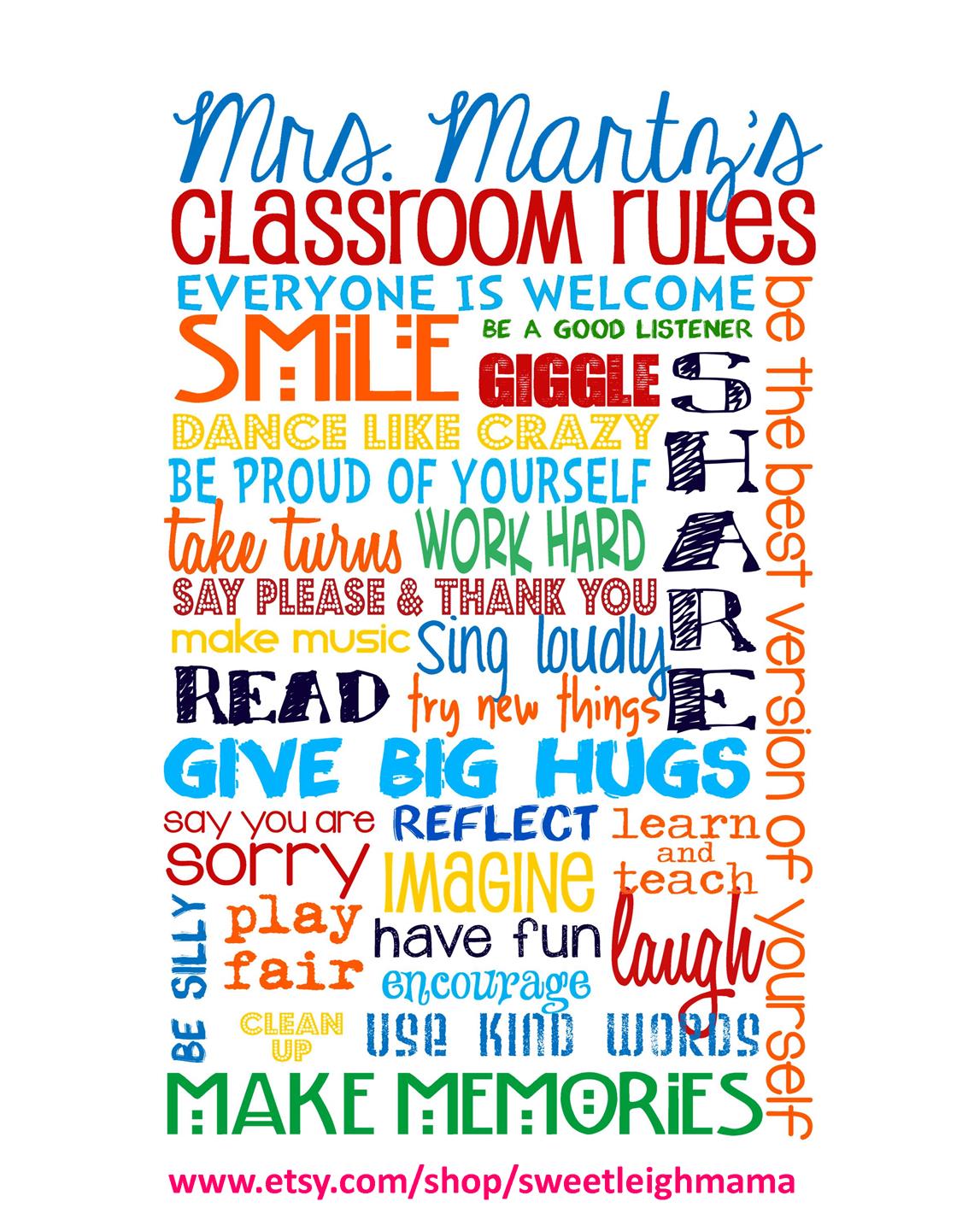 Sweet Leigh Mama - Atlanta Mommy Blog: Classroom Rules Print - A ...