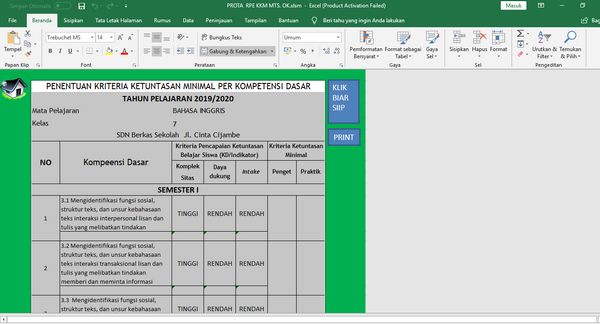 Aplikasi Excel Untuk Membuat Prota Promes Dengan Mudah ~ RKS RKAS RKT ...