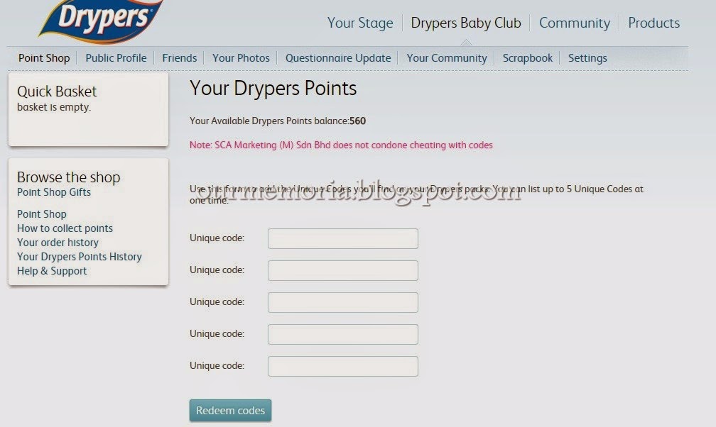 Mana nak cari kod unik Drypers untuk Drypers Points?