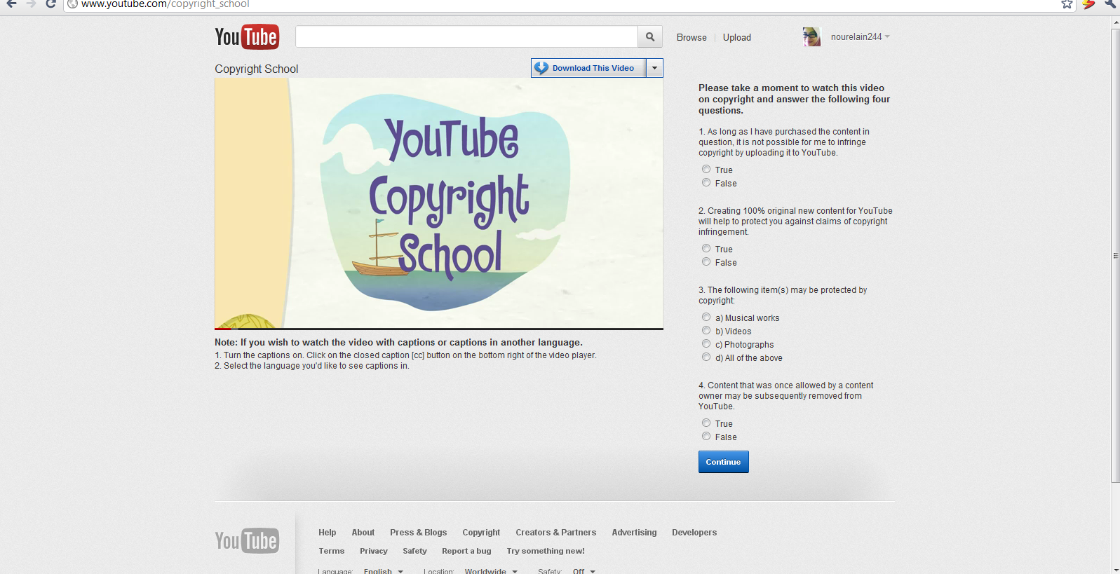 YouTube Copyright School Question and Answers : 2017