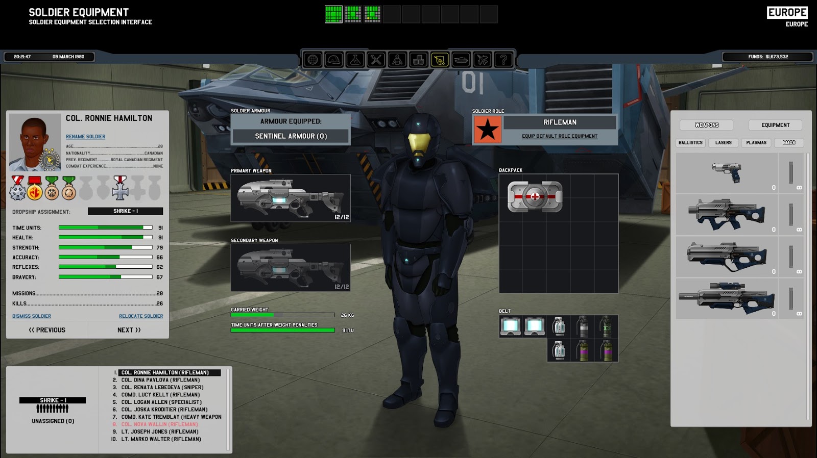 The Best Games Ever: Xenonauts - Equipment Screen Screenshot