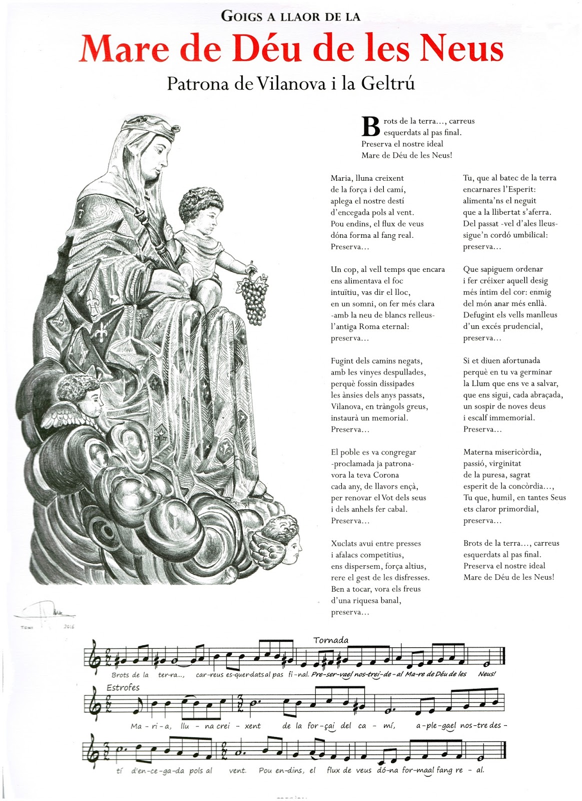 Goigs a la Mare de Déu de les Neus, patrona de Vilanova i la Geltrú ...