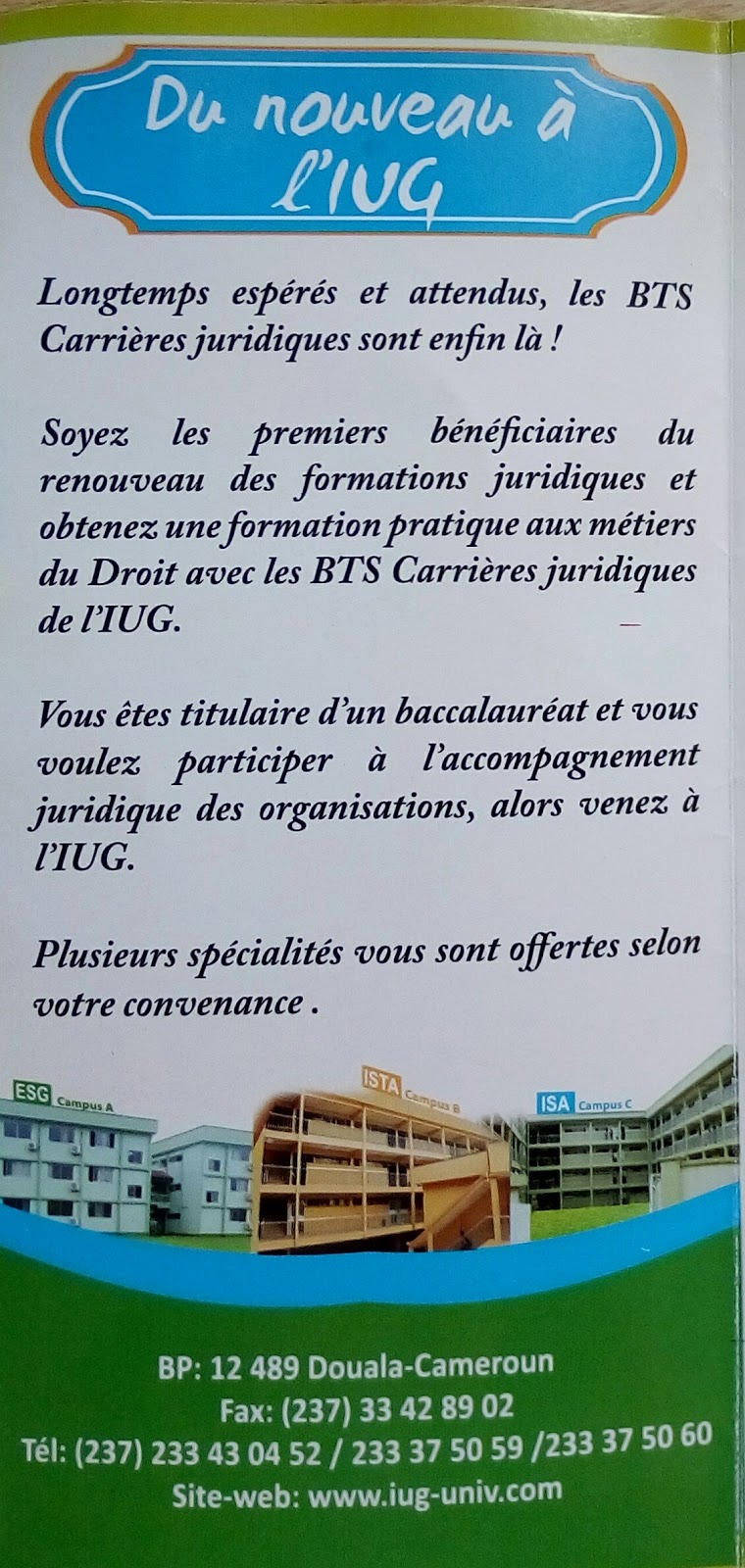 IUG formation continue: Du Nouveau à l'IUG