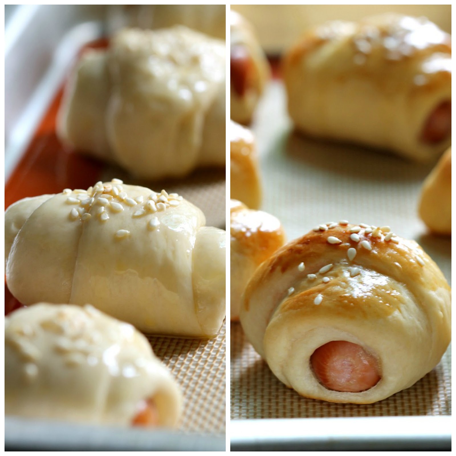 Mini cheese sausage bread rolls