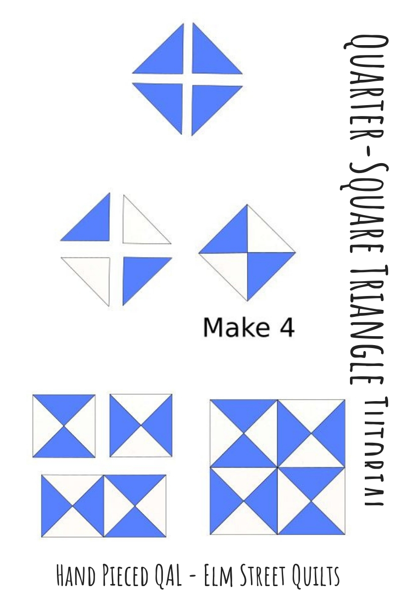 Hand Pieced QAL : The Quarter-square Triangle Block (Block 4) | Elm ...