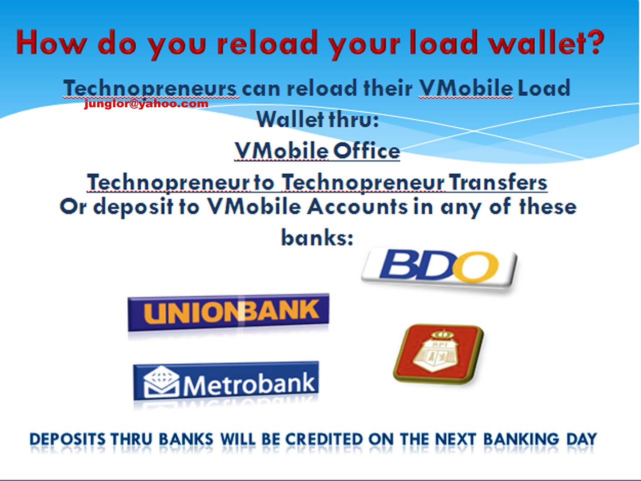 Vmobile Technologies: HOW DO YOU RELOAD YOUR LOAD WALLET?