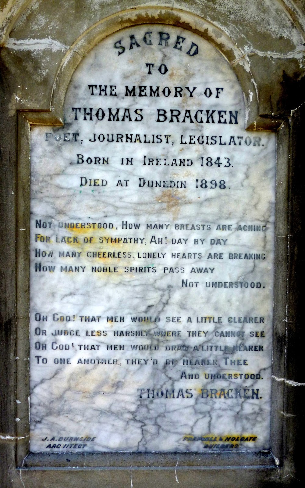 Dr Tony Shaw: Thomas Bracken in Dunedin, New Zealand