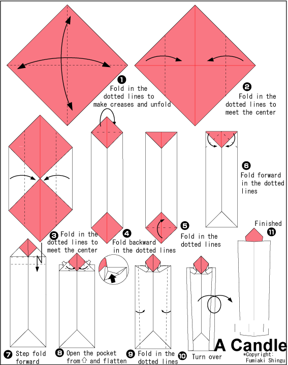 Candle - Easy Origami instructions For Kids