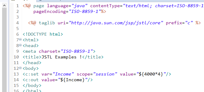 JSP Standard Tag Library Tutorial (JSTL), JSTL Tags - Javastudypoint