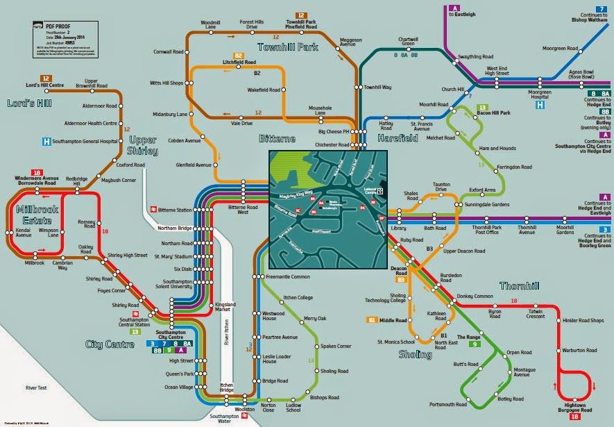 Southampton Bus Update: First changes: details / Spider maps