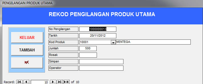 SISTEM PENGURUSAN STOK DAN REKOD JUALAN: Operasi