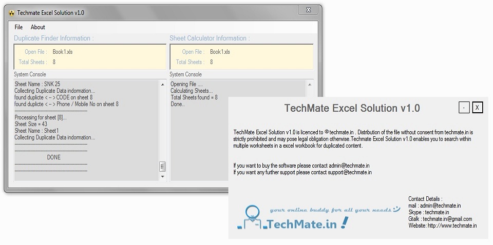 TechMate Excel Multiple Worksheet Search Software