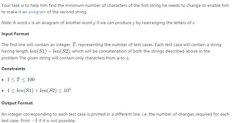 Anagram Hackerrank Solution In C