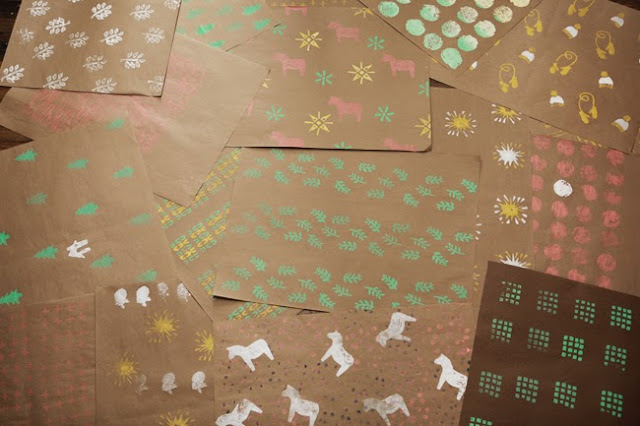 beehive craft collective: Block Printed Wrapping Paper