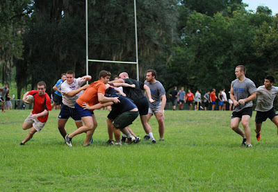 Farfan Photo: UF Rugby Club practices at Hume field on campus.