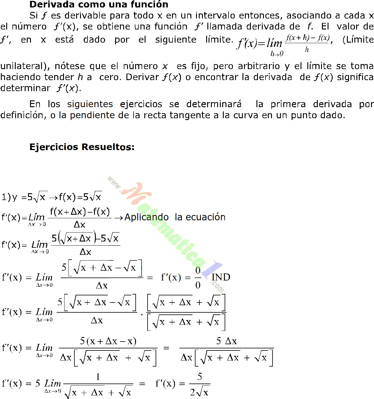 INTERPRETACION GEOMETRICA DE LA DERIVADA EJERCICIOS RESUELTOS PDF
