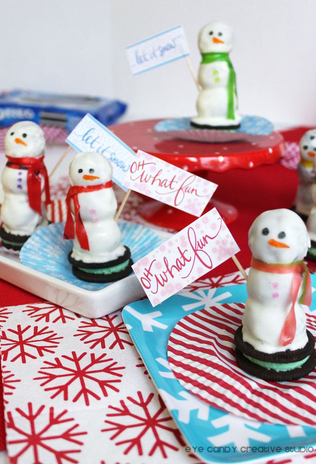 Eye Candy Creative Studio: RECIPE :: Oreo Cookie Balls Snowman + FREE signs