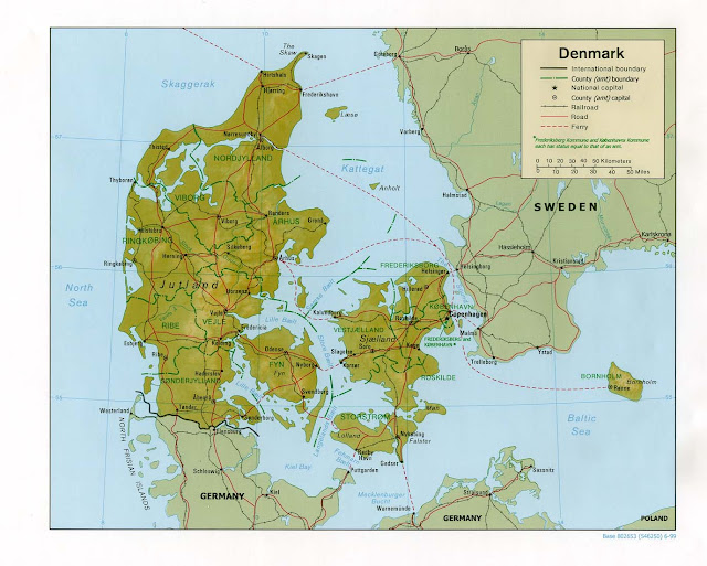 DENMARK - GEOGRAPHICAL MAPS OF DENMARK