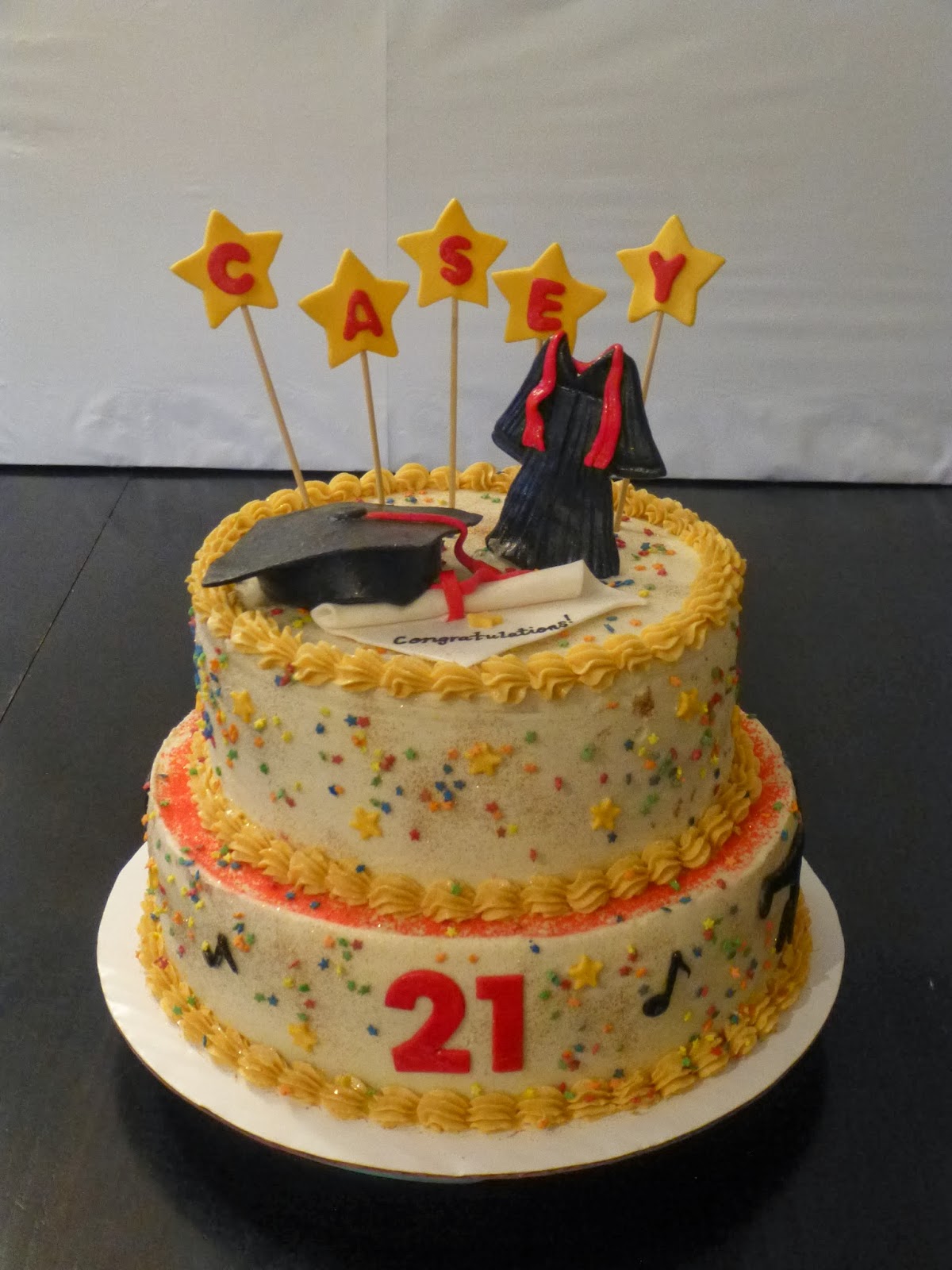 CLASSIC CAKES: 2 tier Birthday & Graduation Cake for Casey