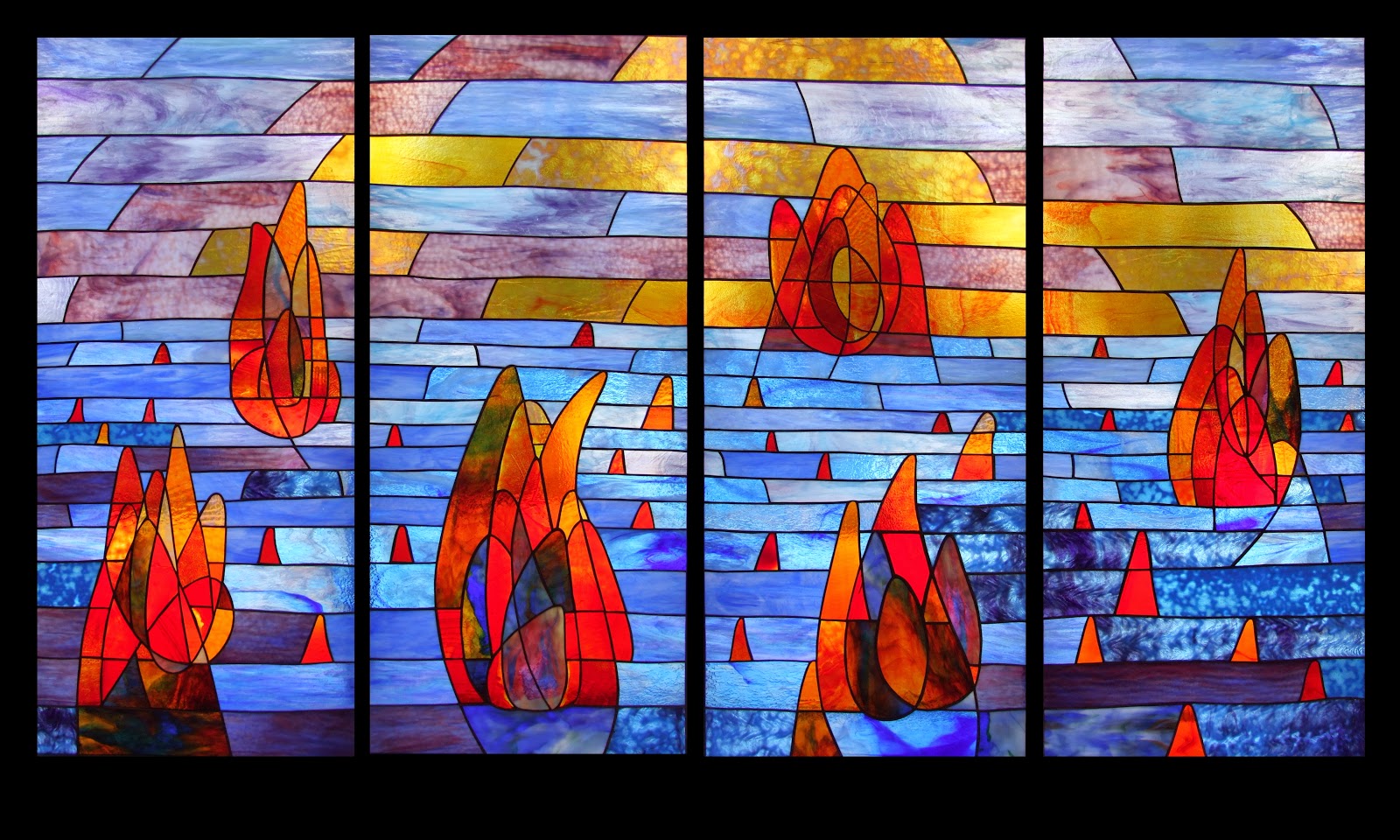 Vitráže Karko - návrhy - výroba - restaurování: Abstraktní vitráže