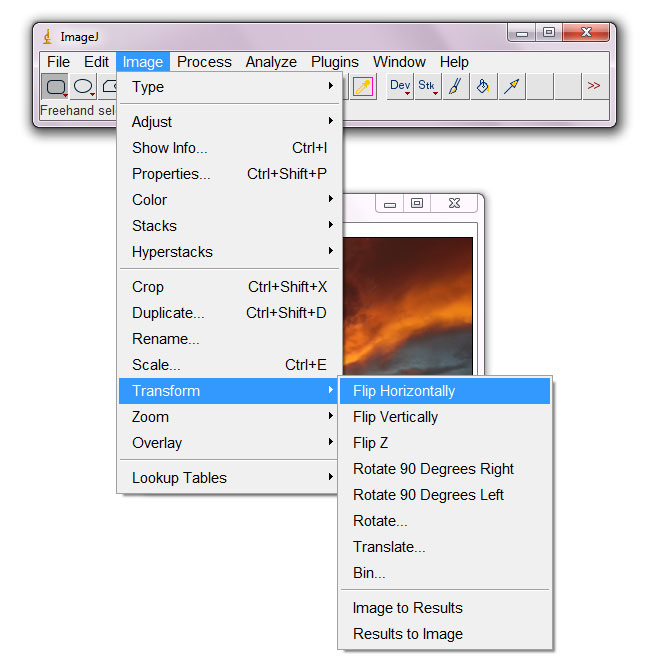 My imageJ: เมนู Image with ImageJ [ตอนที่ 55] Transform, Flip ...
