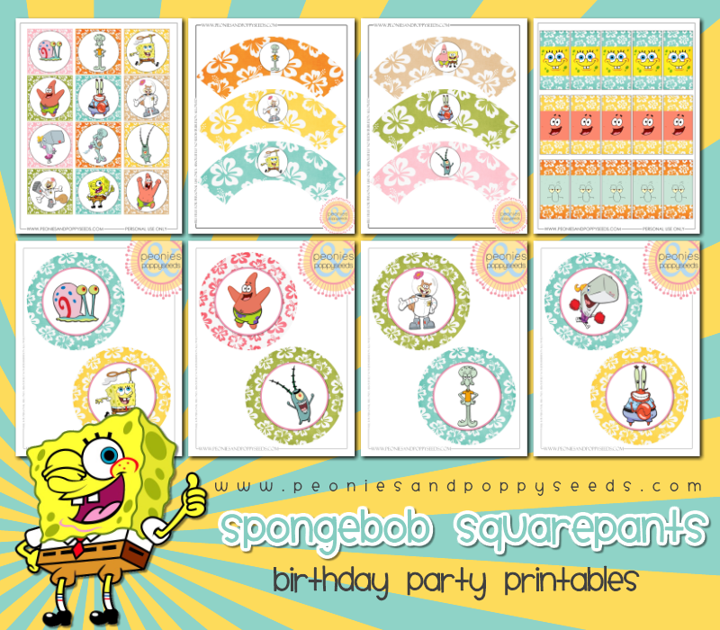 The Bingham Diaries: Spongebob Squarepants Party Printables