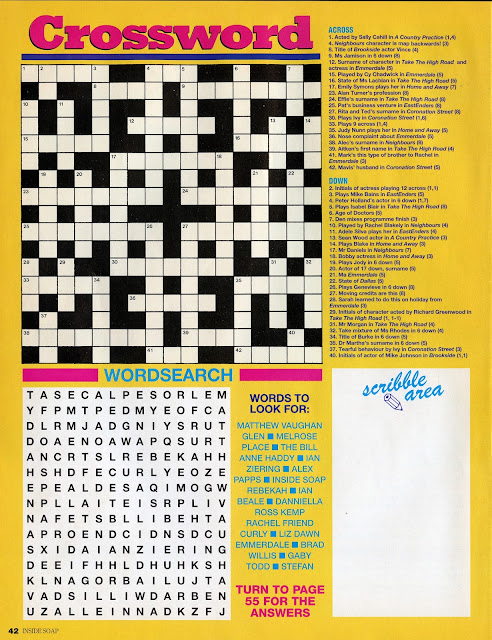 Inside Soap: Crossword/Word Search For October 1992