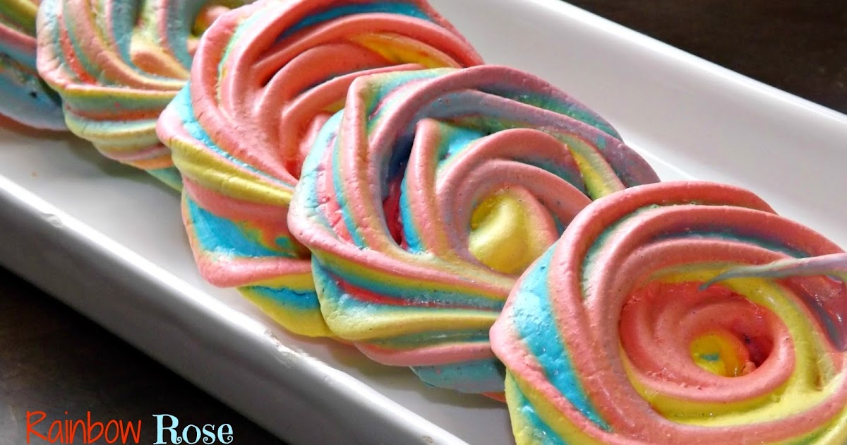 FoodThoughtsOfaChefWannabe: Rainbow Rose Meringue Cookies