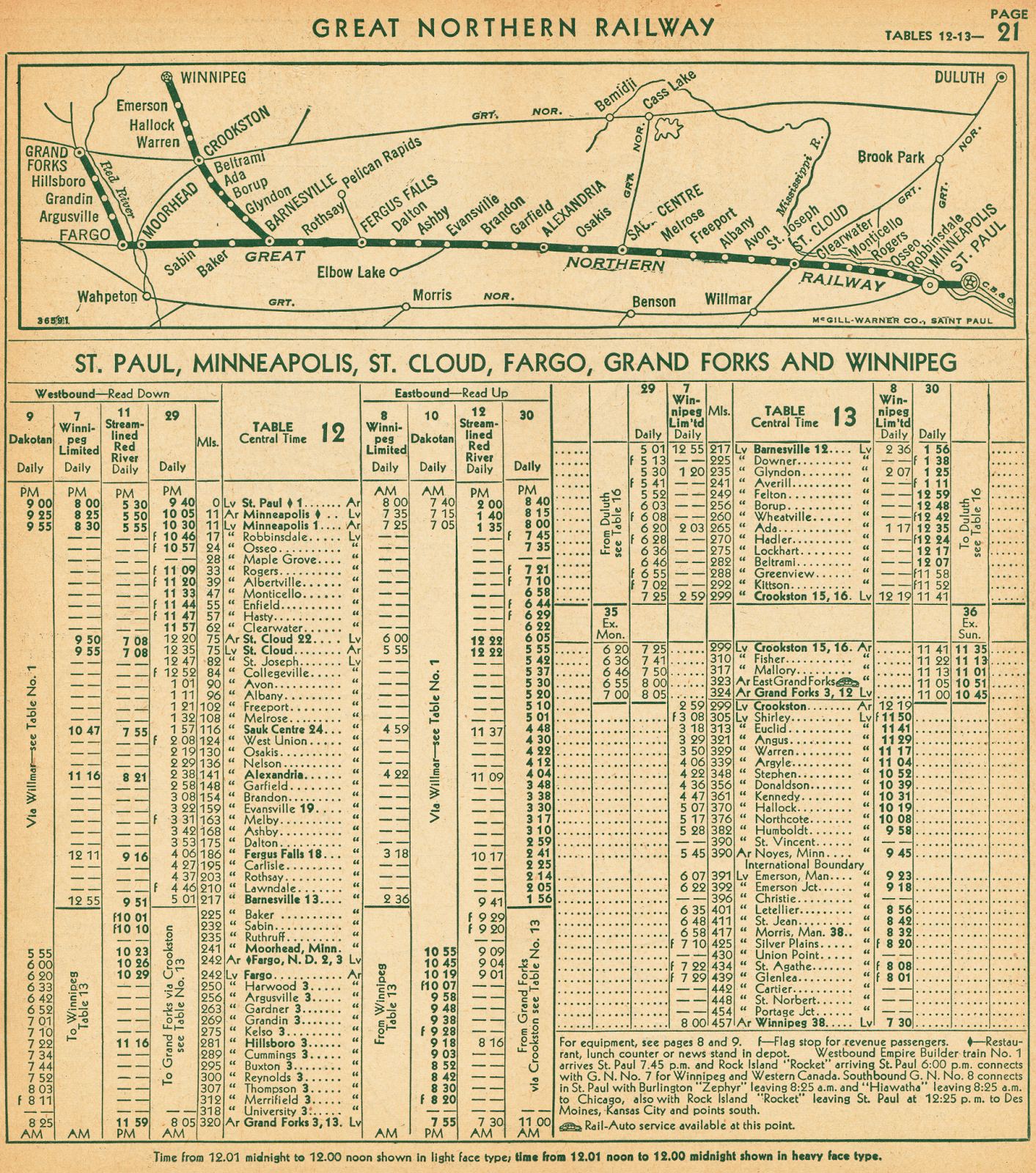 Rolly Martin Country: Great Northern Railway, 1950 Public Timetable, Part 2