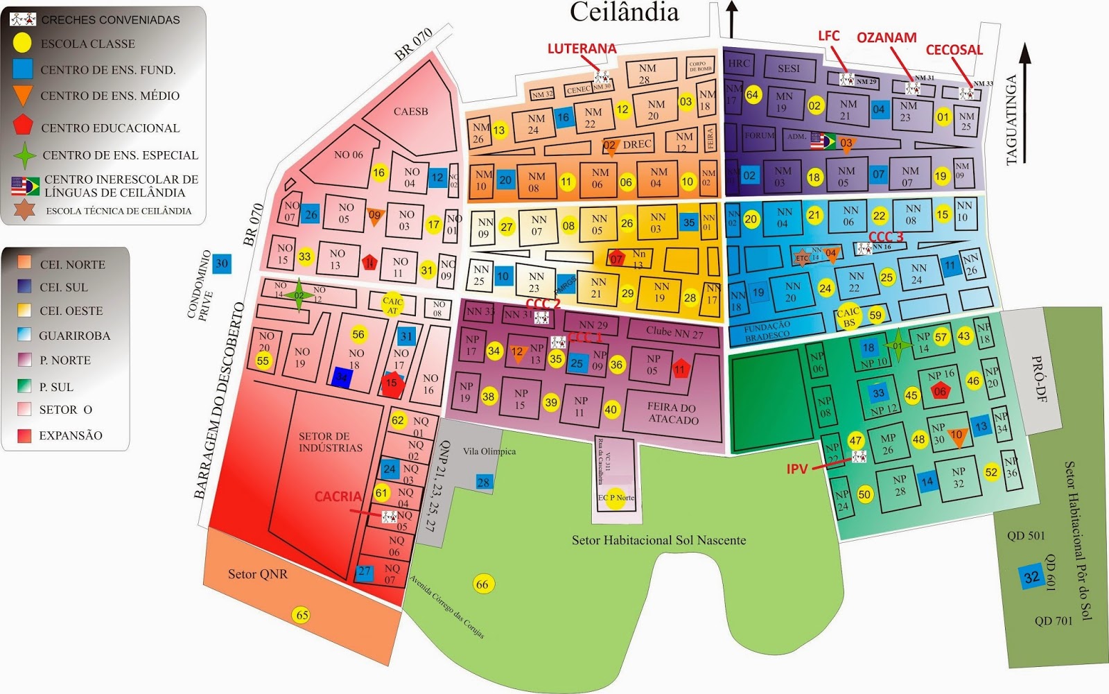 Educação Especial: Mapa das Escolas Públicas de Ceilândia
