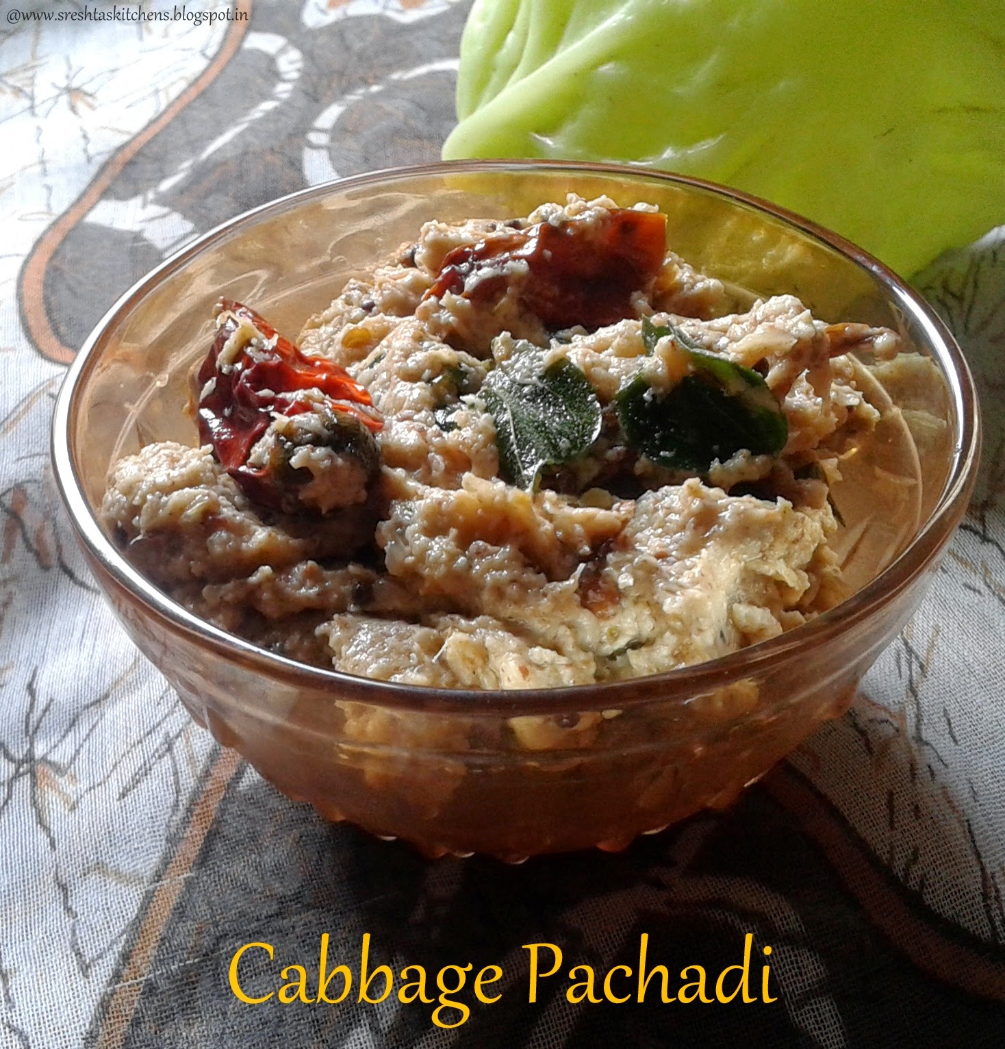 Sreshta's Kitchen: Cabbage Pachadi