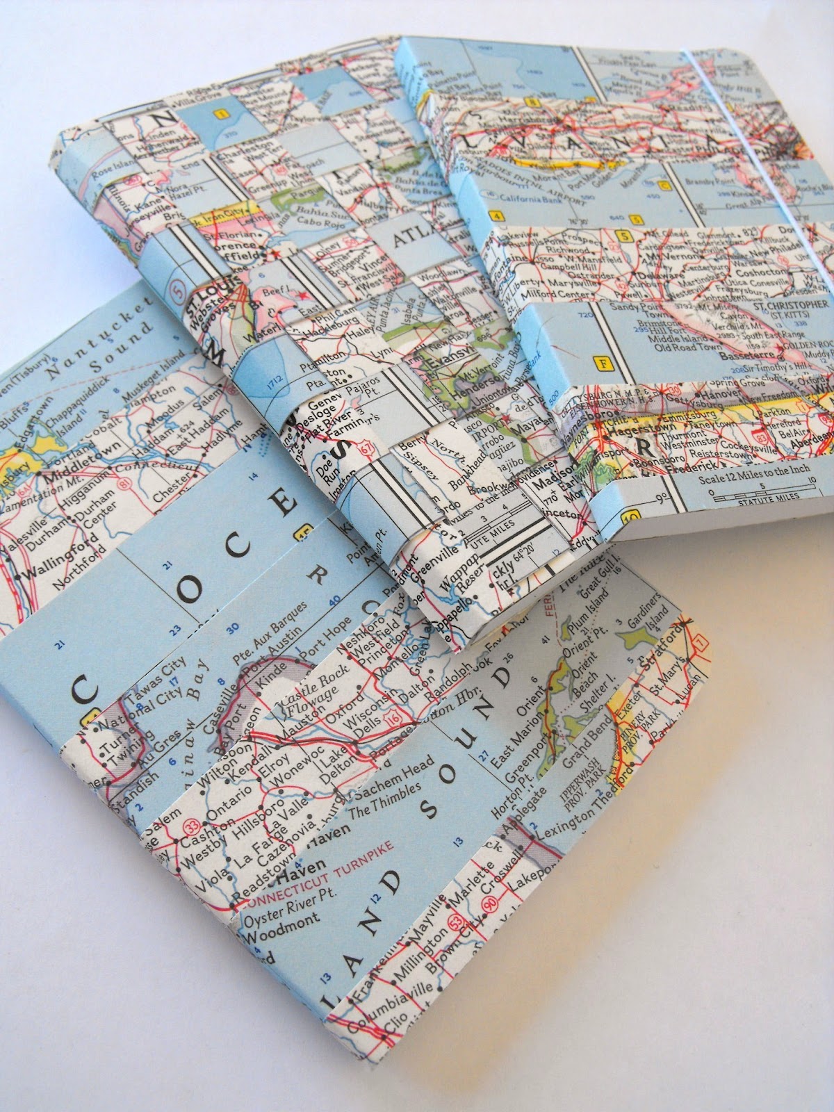Ruby Murrays Musings: Ways with Vintage Maps - Washi Tape Notebooks