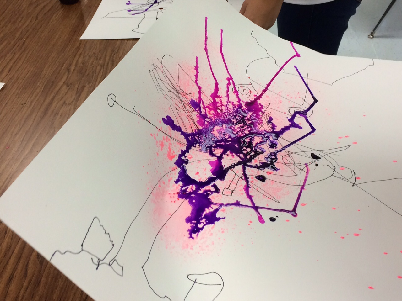 My High School Art Room: Blind Contour Watercolor Abstract Paintings