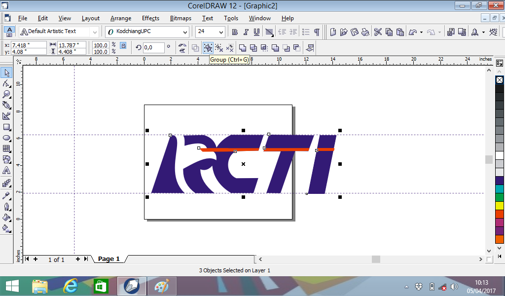 Tutorial membuat logo RCTI melalui corel draw