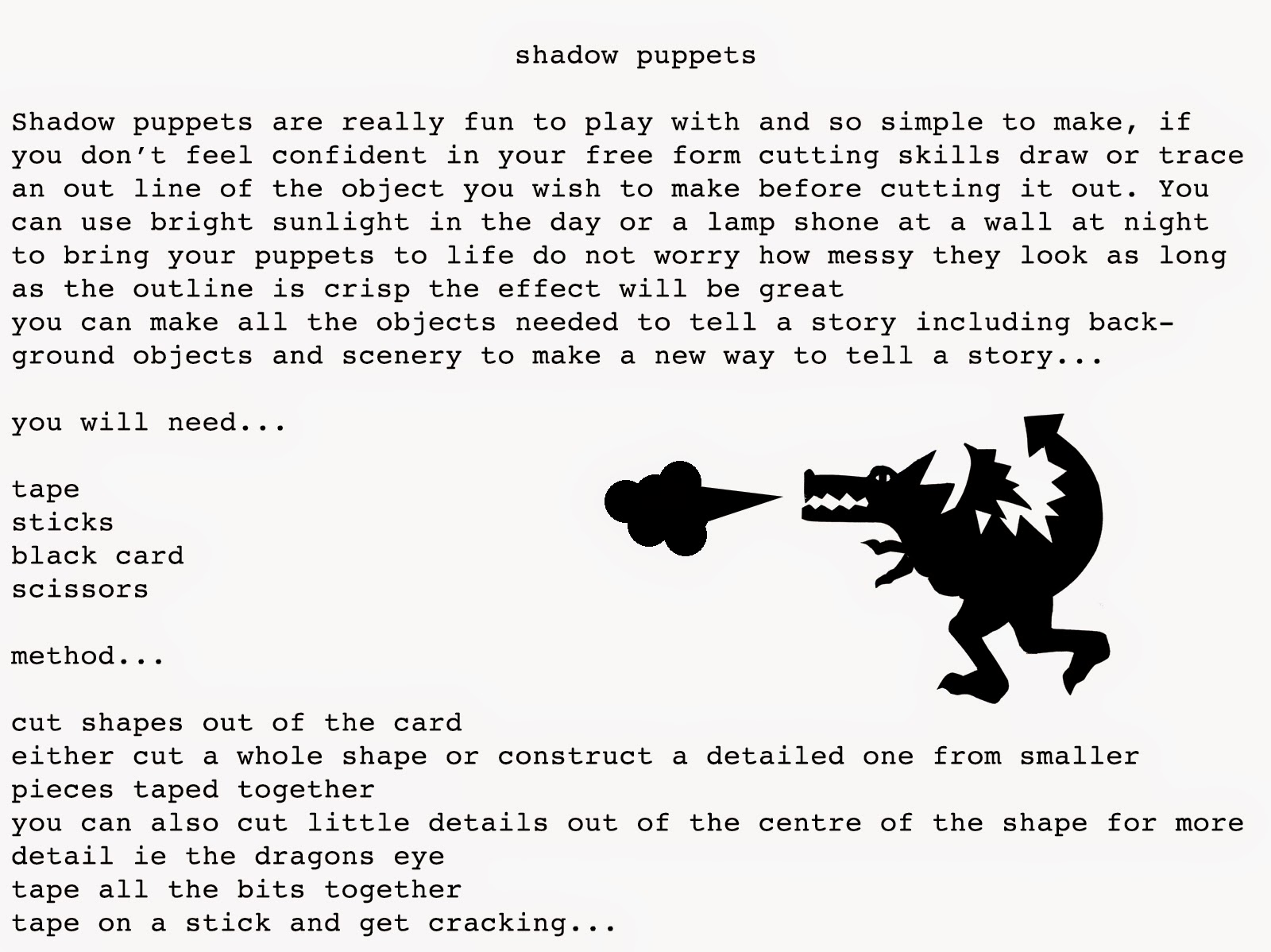The Academy of Gentle Arts: shadow puppets